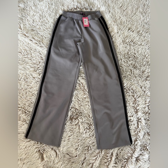 Edikted | Pants & Jumpsuits | Edikted Gray Wide Leg Track Pants With ...